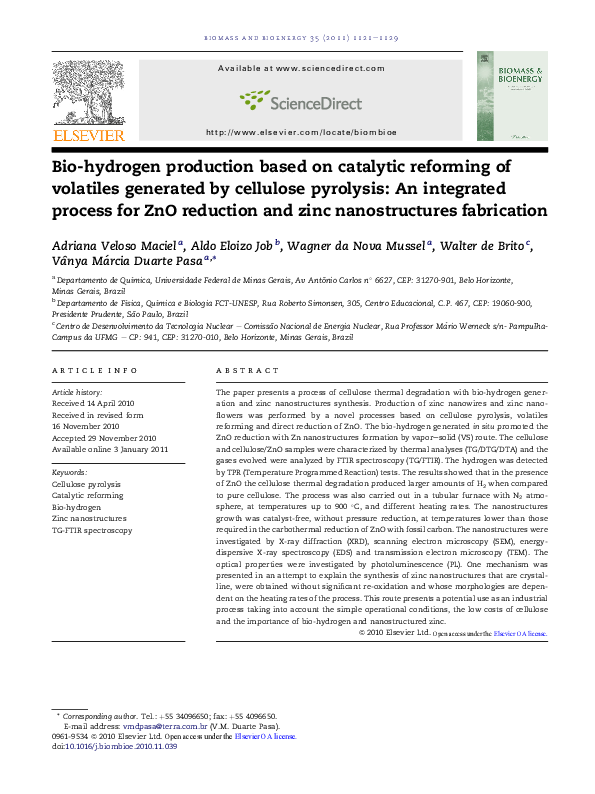 (PDF) Bio-hydrogen production based on catalytic reforming of volatiles ...