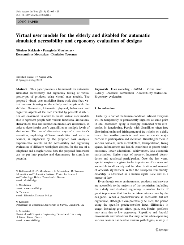 (PDF) Virtual user models for the elderly and disabled for automatic simulated accessibility and ...