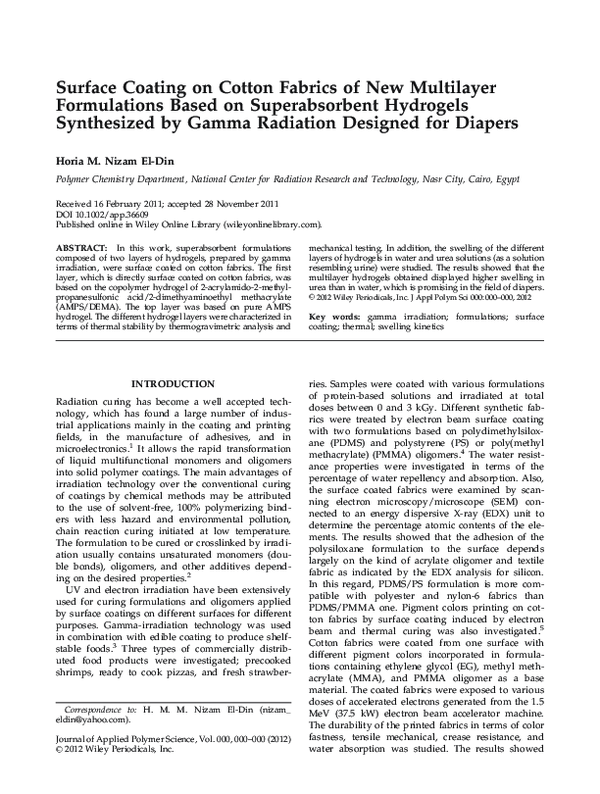 (PDF) Surface coating on cotton fabrics of new multilayer formulations based on superabsorbent ...
