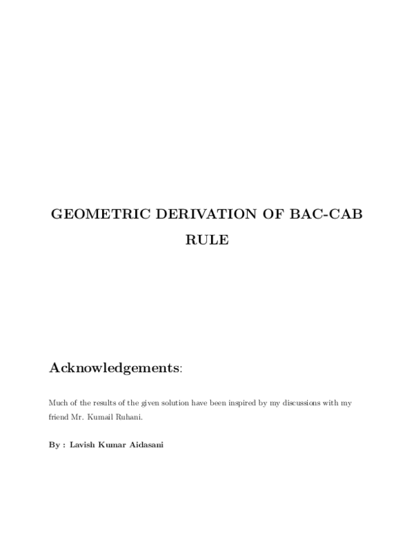 (PDF) BAC CAB Rule Geometric Derivation