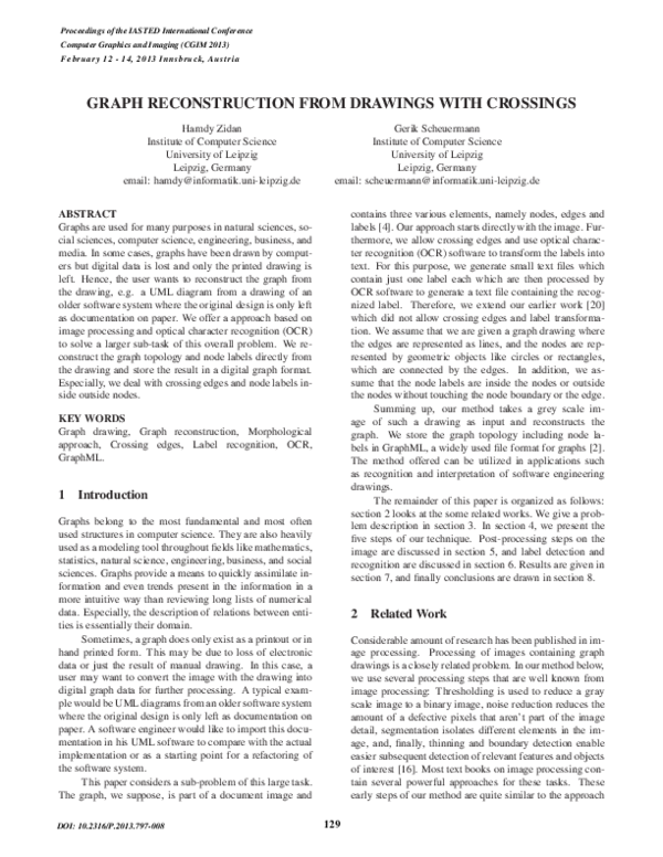 (PDF) Graph Reconstruction from Drawings without Crossings
