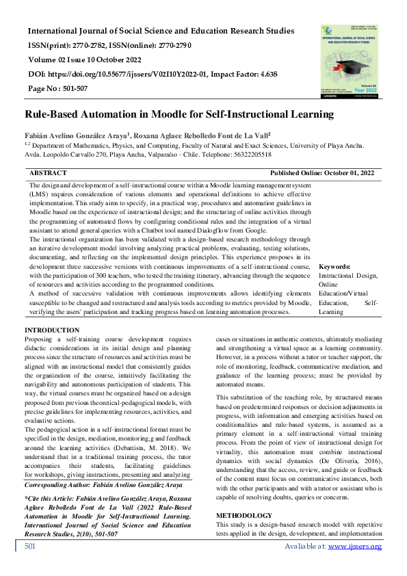 (PDF) Rule-Based Automation in Moodle for Self-Instructional Learning