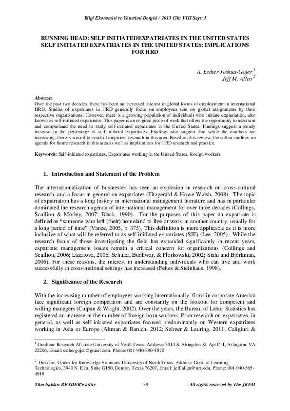(PDF) Running Head: Self Initiatedexpatriates in the United States Self ...
