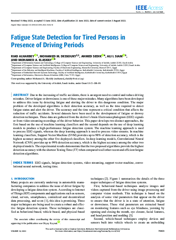 Pdf Fatigue State Detection For Tired Persons In Presence Of Driving Periods