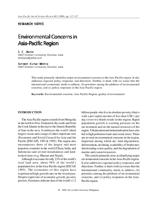 (PDF) Environmental Concerns in Asia-Pacific Region