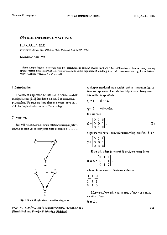 (PDF) Optical inference machines