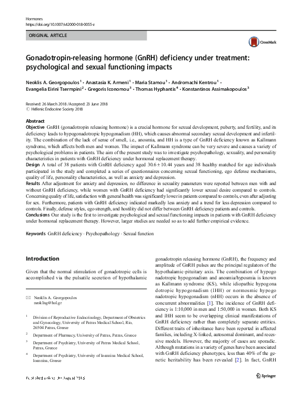 (PDF) Gonadotropin-releasing hormone (GnRH) deficiency under treatment ...
