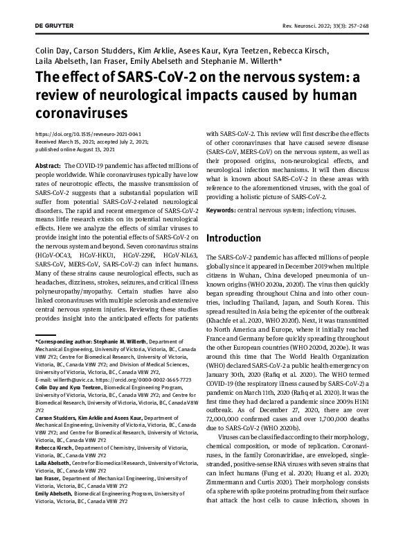 (PDF) The effect of SARS-CoV-2 on the nervous system: a review of ...