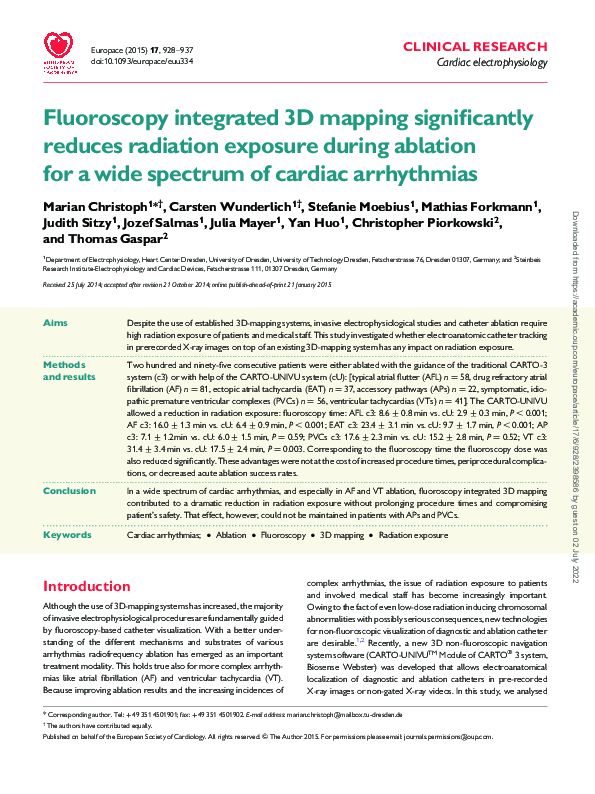 (PDF) Fluoroscopy integrated 3D mapping significantly reduces radiation ...