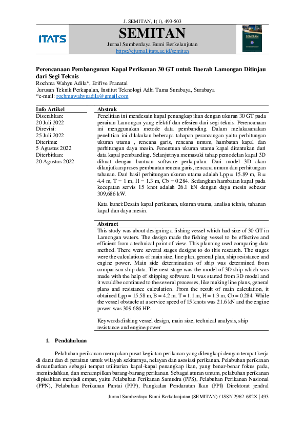 (PDF) Perencanaan Pembangunan Kapal Perikanan Ikan 30 GT Untuk Daerah ...