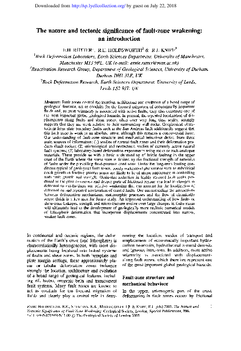 (PDF) The nature and tectonic significance of fault-zone weakening: an ...
