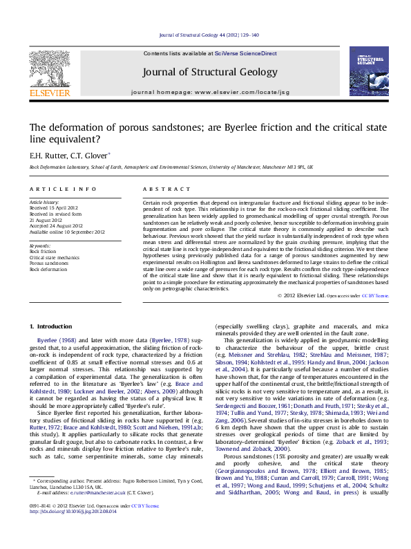 (PDF) The deformation of porous sandstones; are Byerlee friction and ...