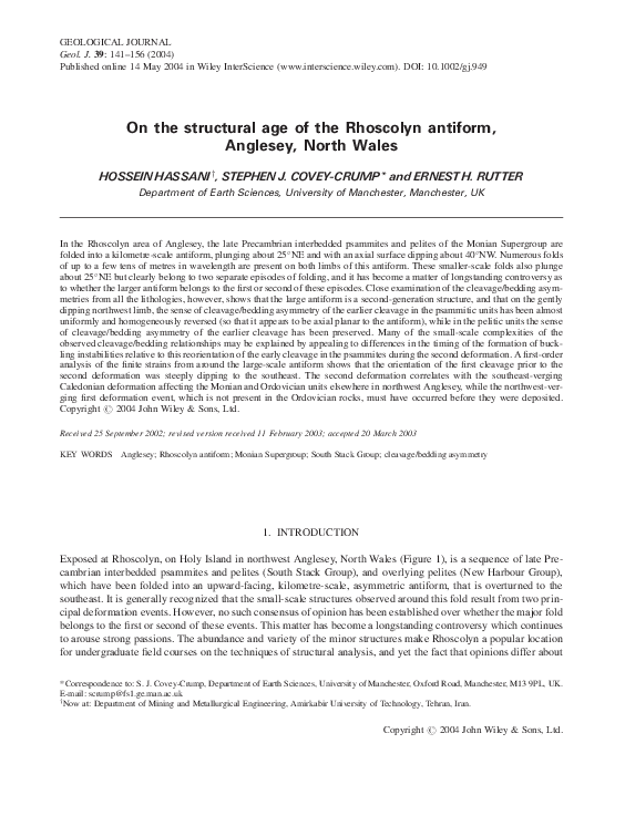 (PDF) On the structural age of the Rhoscolyn antiform, Anglesey, North ...