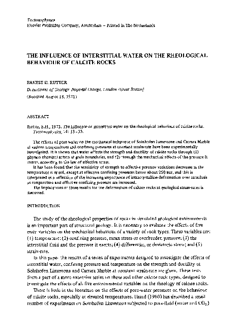 (PDF) The influence of interstitial water on the rheological behaviour ...