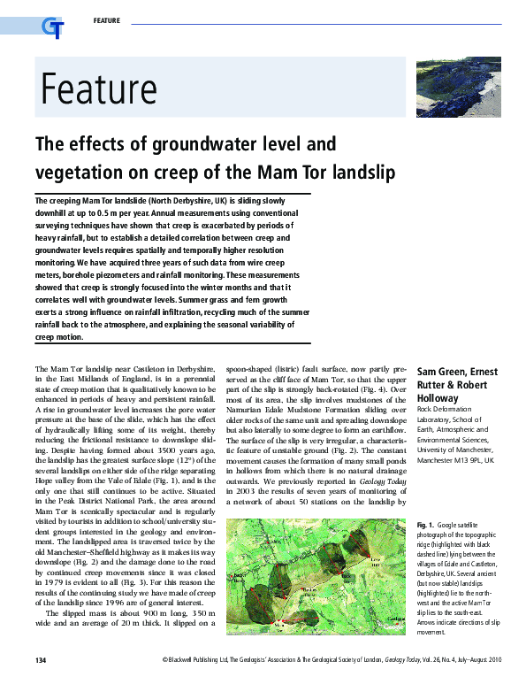 (PDF) The effects of groundwater level and vegetation on creep of the ...