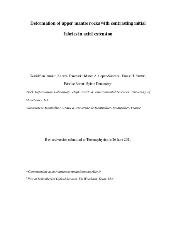 (PDF) Deformation of upper mantle rocks with contrasting initial ...