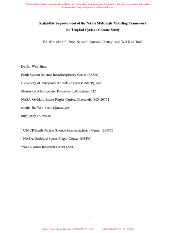 (PDF) Improvement of the NASA Multiscale Modeling Framework for ...