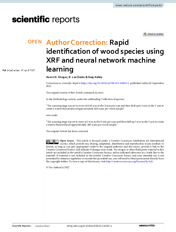 (PDF) Author Correction: Rapid identification of wood species using XRF ...