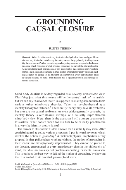 (PDF) Grounding Causal Closure