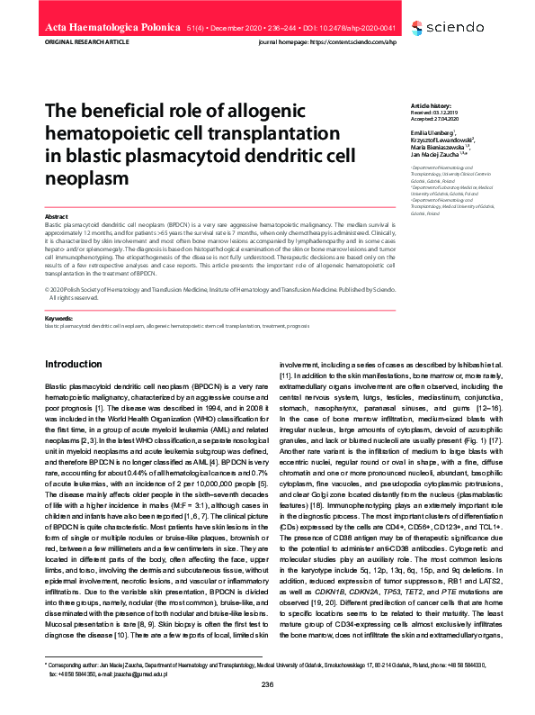 (PDF) The beneficial role of allogenic hematopoietic cell ...