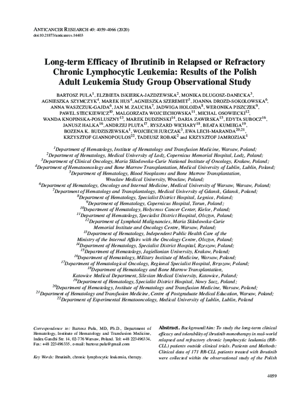 (PDF) Long-term Efficacy of Ibrutinib in Relapsed or Refractory Chronic ...