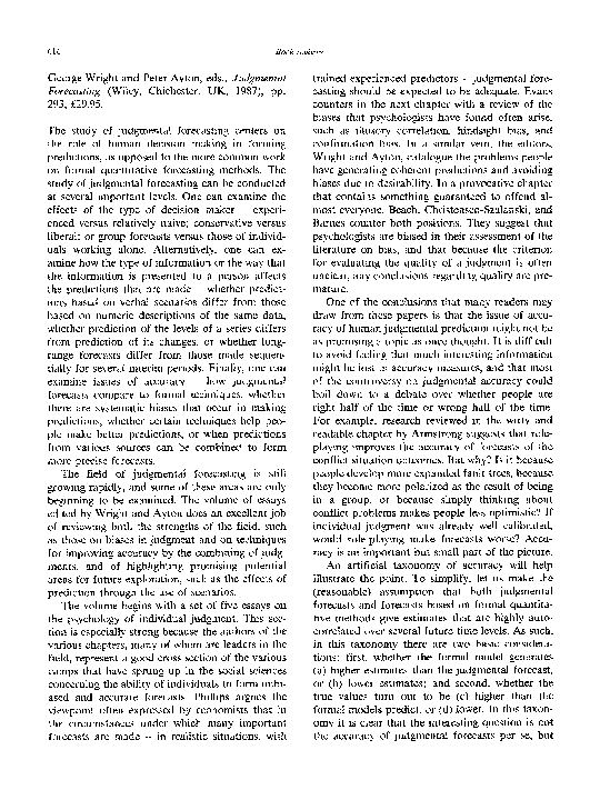 (PDF) Judgmental forecasting