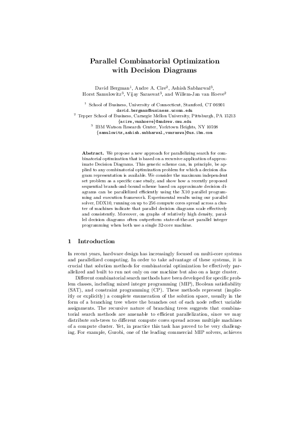 (PDF) Parallel Combinatorial Optimization with Decision Diagrams