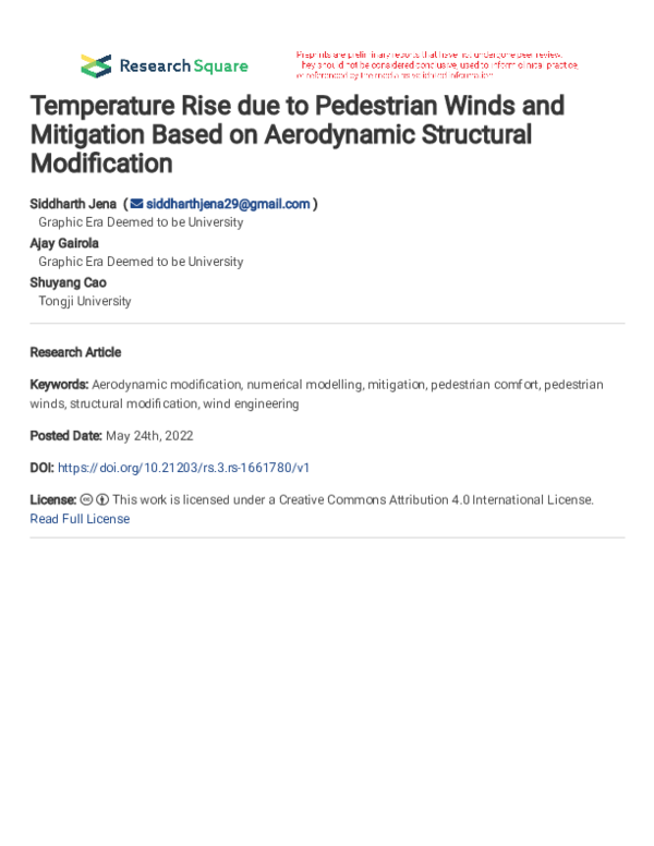 (PDF) Temperature Rise due to Pedestrian Winds and Mitigation Based on ...