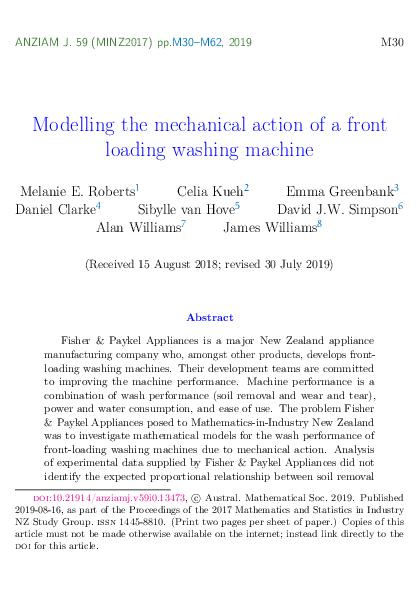 (PDF) Modelling the mechanical action of a front loading washing machine