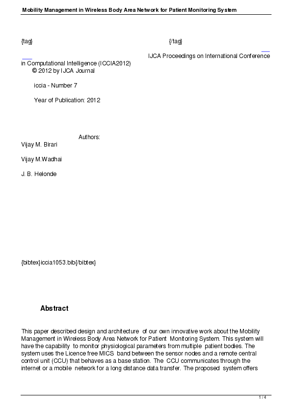 (PDF) Mobility Management in Wireless Body Area Network for Patient ...