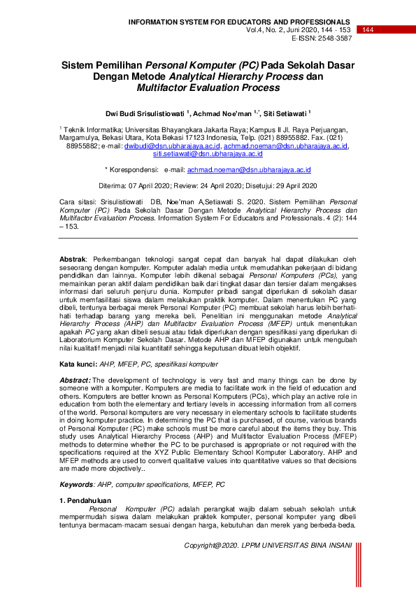 (PDF) Sistem Pemilihan Personal Komputer (PC) Pada Sekolah Dasar Dengan ...