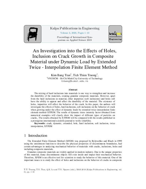 (PDF) An Investigation into the Effects of Holes, Inclusion on Crack ...