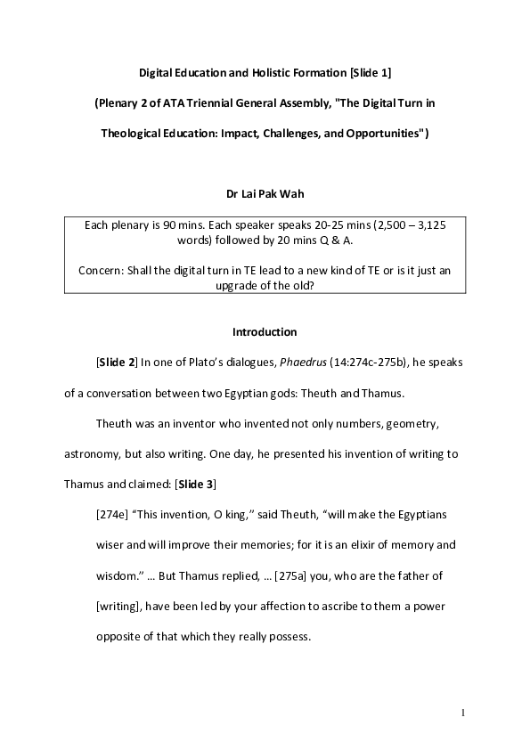 (PDF) Digital Education and Holistic Formation [Slide 1] (Plenary 2 of ...