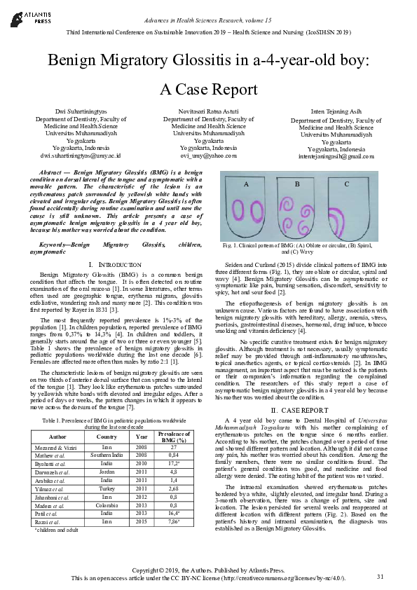 (PDF) Benign Migratory Glossitis in a-4-year-old boy: A Case Report