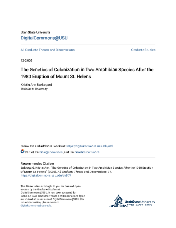 (PDF) The Genetics of Colonization in Two Amphibian Species After the ...