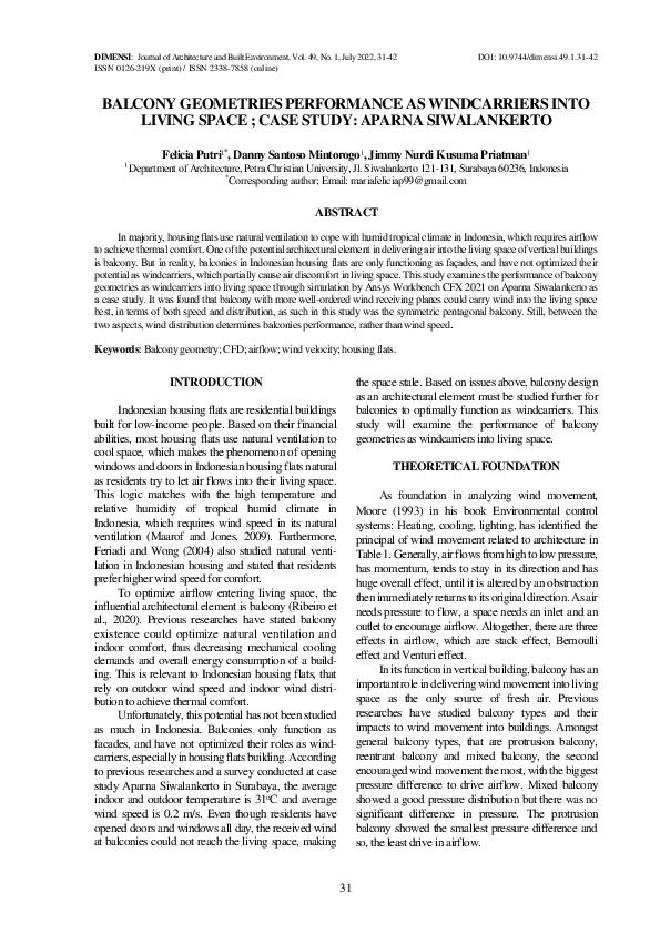 (PDF) Balcony Geometries Performance as Windcarriers Into Living Space ...