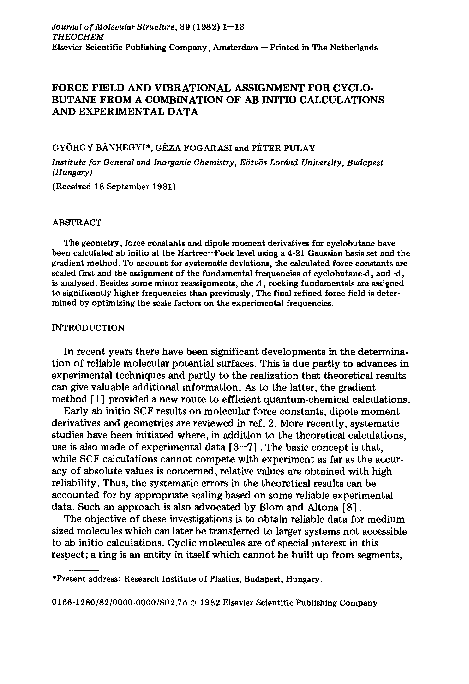 (PDF) Force field and vibrational assignment for cyclobutane from a ...