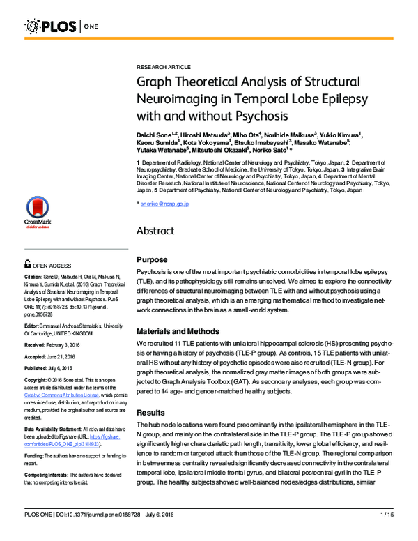 (PDF) Graph Theoretical Analysis of Structural Neuroimaging in Temporal ...