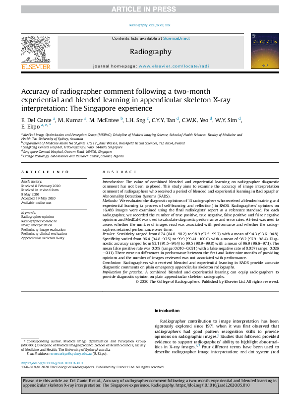 (PDF) Accuracy of radiographer comment following a two-month ...
