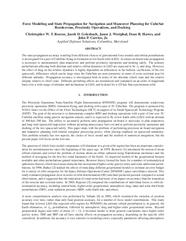 (PDF) Force Modeling and State Propagation for Navigation and Maneuver ...