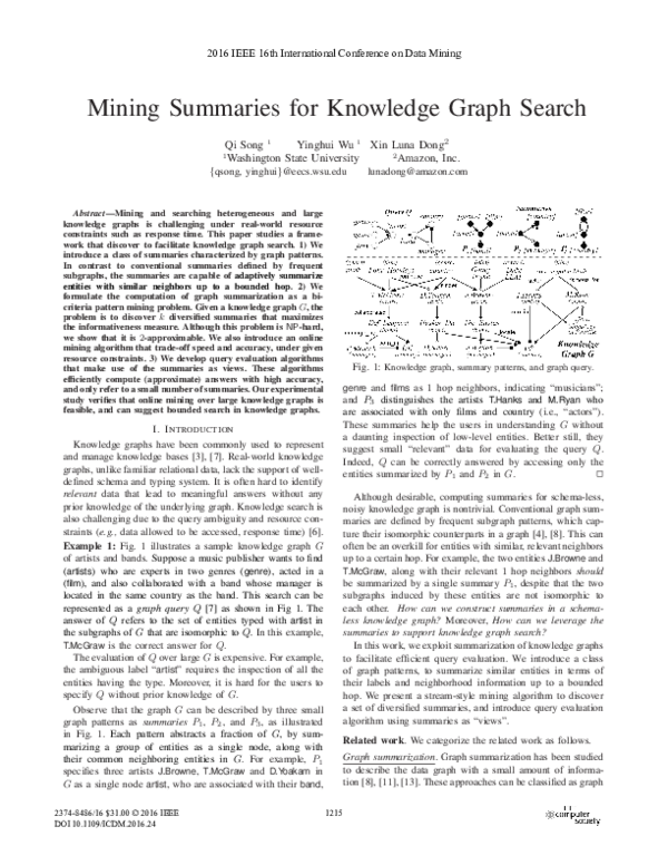 (PDF) Mining Summaries for Knowledge Graph Search
