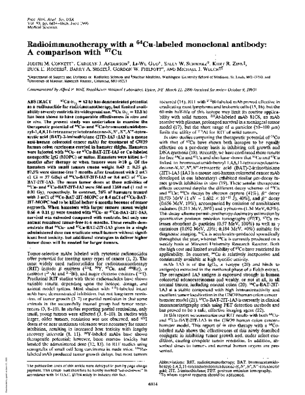 (PDF) Radioimmunotherapy with a 64Cu-labeled monoclonal antibody: a ...