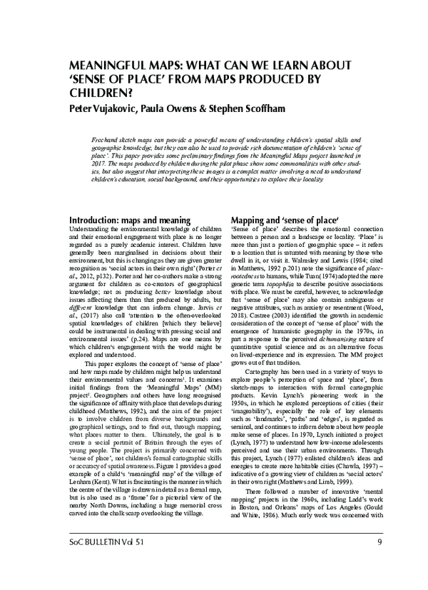 (PDF) Meaningful maps: what can we learn about ' sense of place' from maps produced by children?