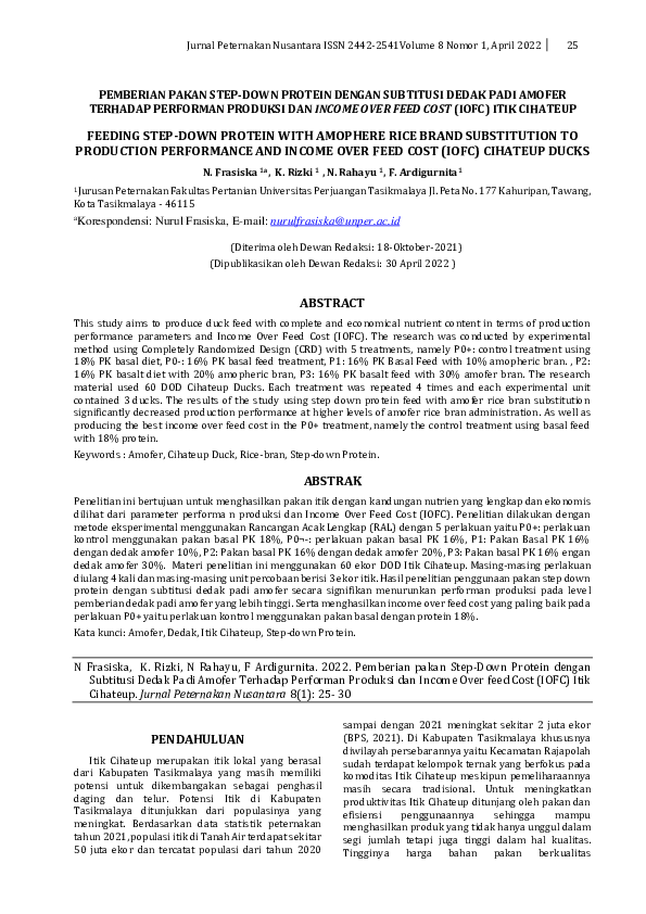 (PDF) Pemberian pakan step-down protein dengan subtitusi dedak padi ...
