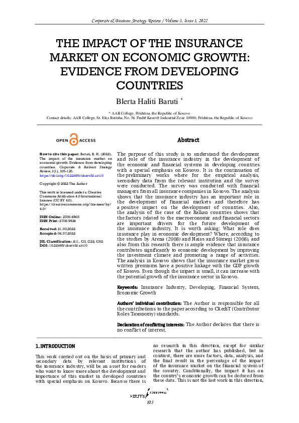 (PDF) The impact of the insurance market on economic growth: Evidence ...