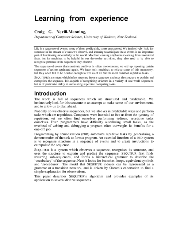 (PDF) Learning from Experience