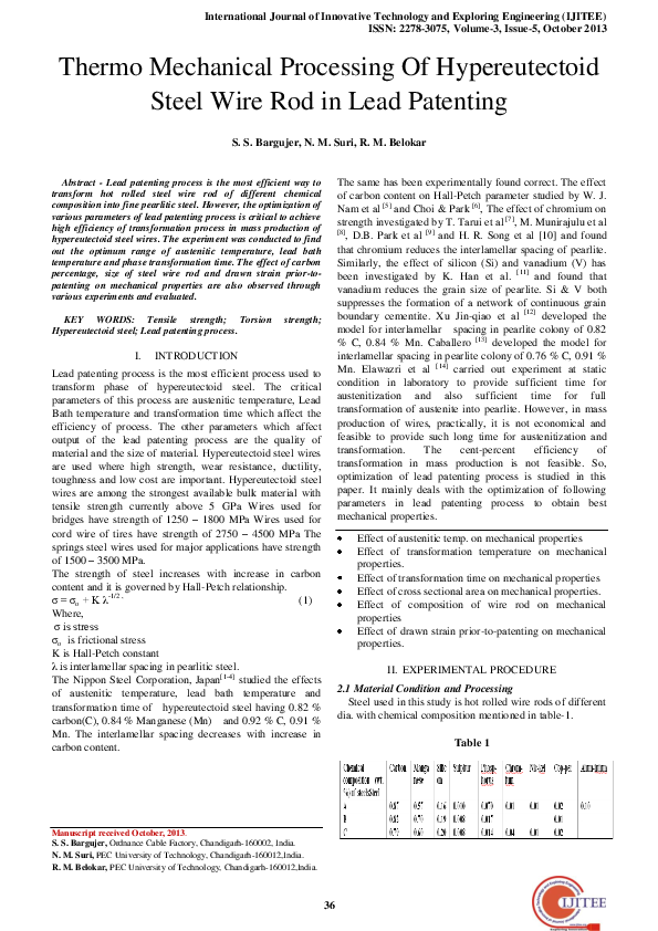 (PDF) Thermo Mechanical Processing Of Hypereutectoid Steel Wire Rod in ...