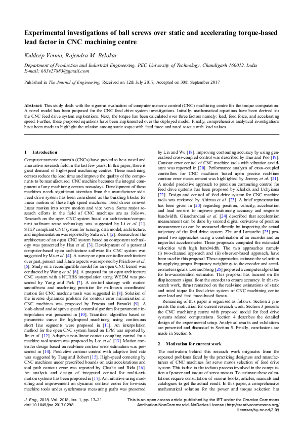 (PDF) Experimental investigations of ball screws over static and accelerating torque-based lead ...