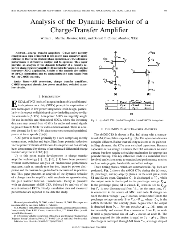 (PDF) Analysis of the dynamic behavior of a charge-transfer amplifier