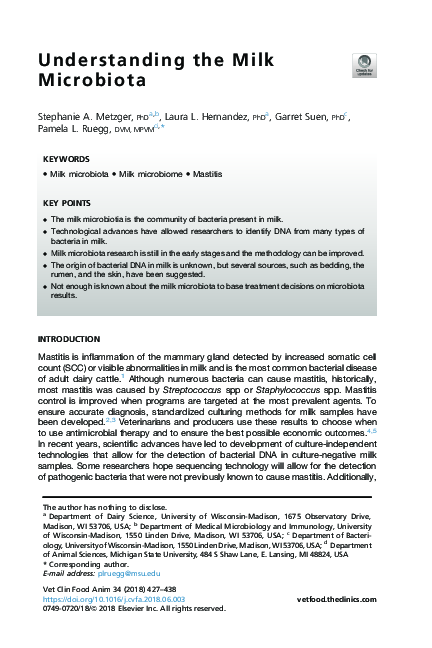 (PDF) Understanding the Milk Microbiota